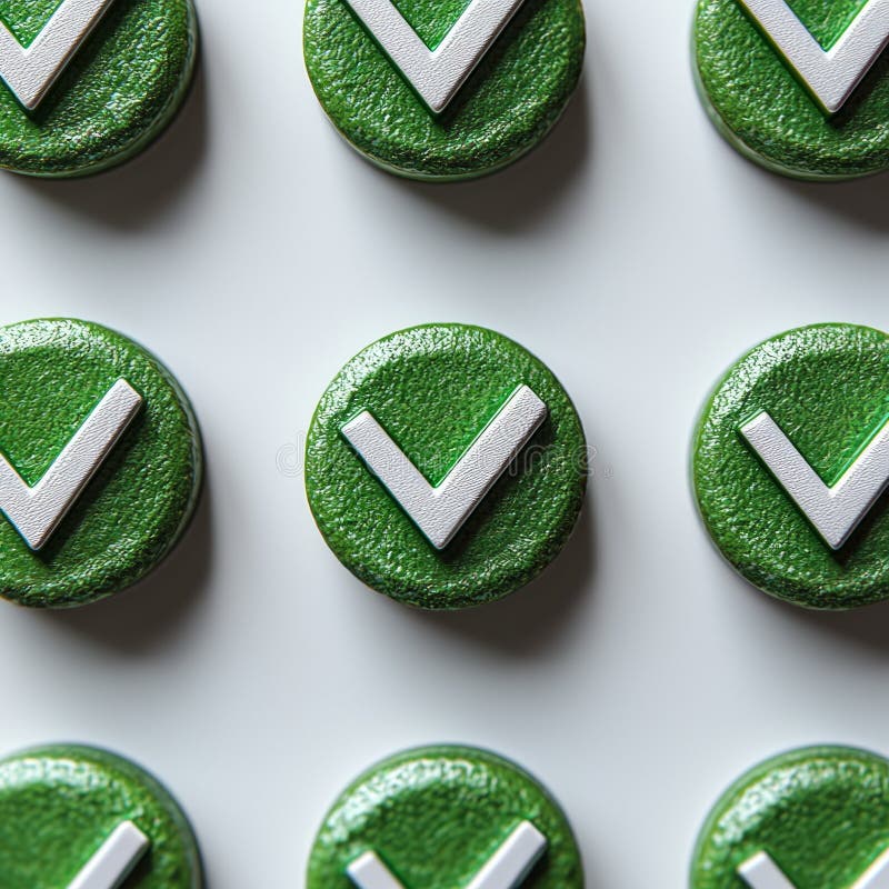 Professional Illustration Multiple Green Approval Checkmarks Arranged ...