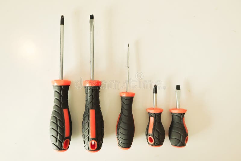 Screwdriver Set Isolated on White Background Stock Image - Image of ...