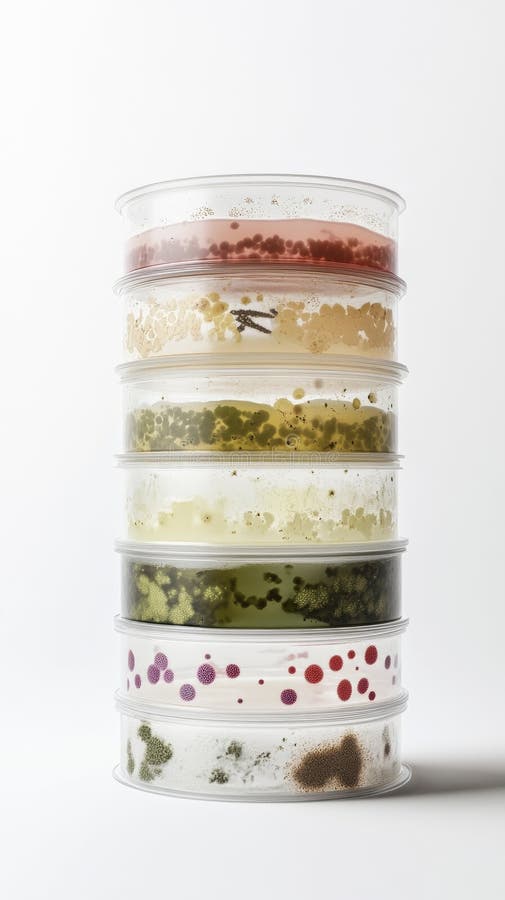 Professional Image of a Stack of Laboratory Petri Dishes with Various ...