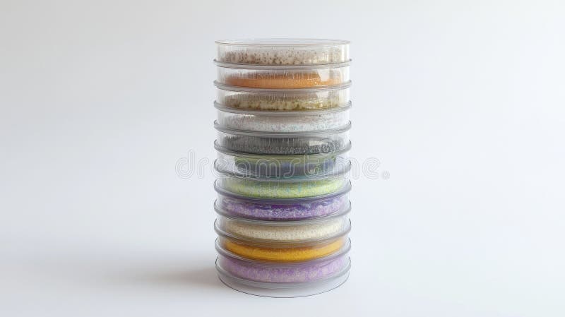 Professional Image of a Stack of Laboratory Petri Dishes with Various ...