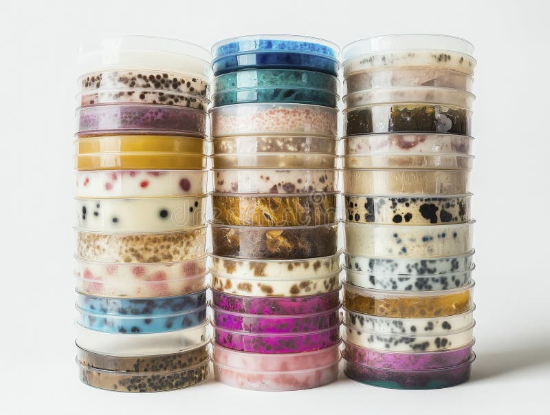 Professional Image of a Stack of Laboratory Petri Dishes with Various ...