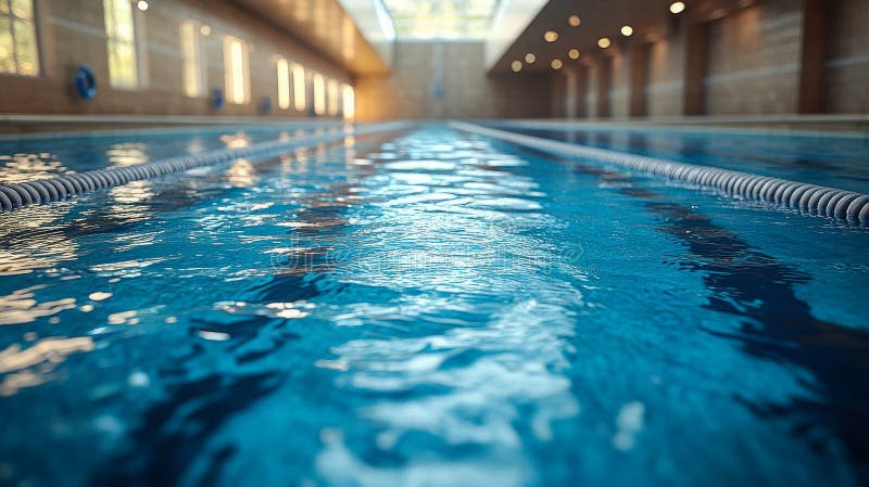 A Professional Indoor Swimming Pool with Clear, Rippling Water ...