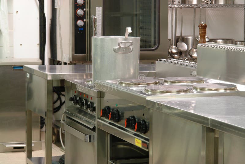 Professional Industrial Kitchen Stock Image - Image of grease, dinner ...