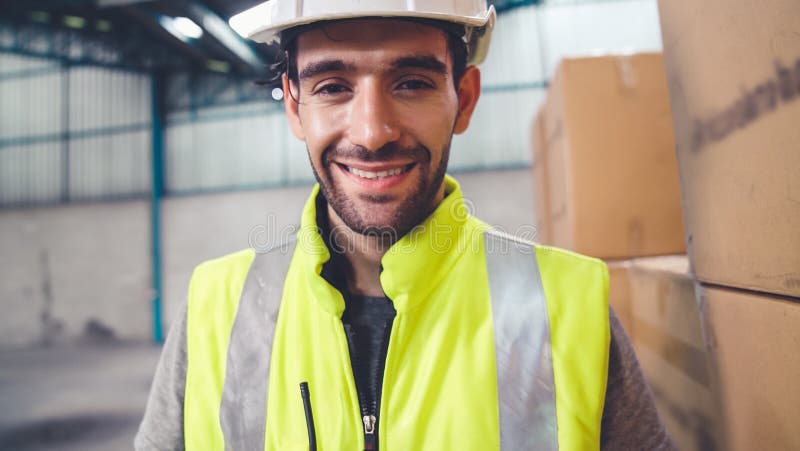 Professional Industry Worker Close Up Portrait in the Factory or ...