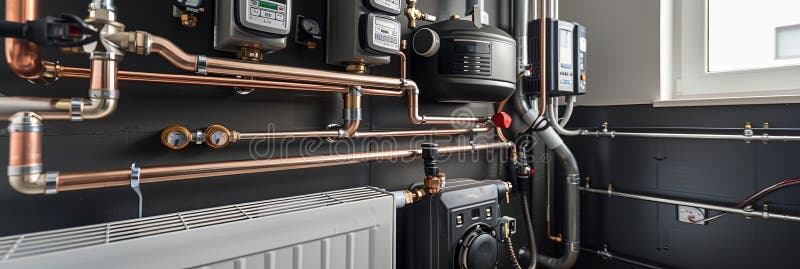 A Professional Installer Carefully Connects Copper Pipes and Modern ...