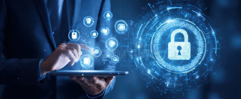 The Professional Interacting with Digital Security Features on a Tablet ...