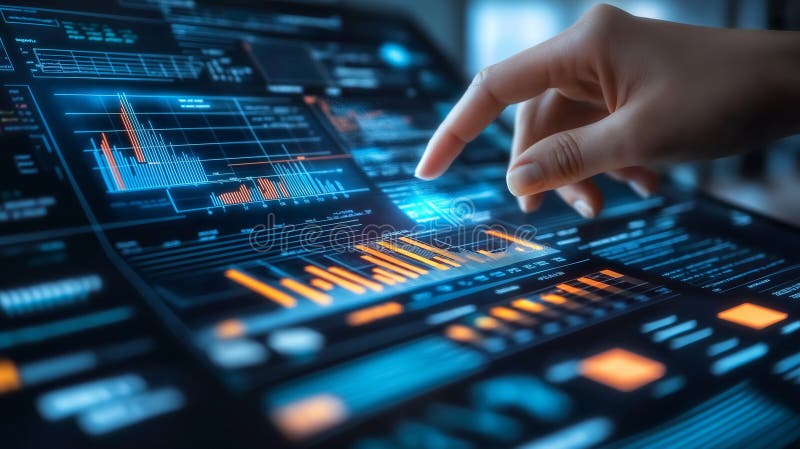 Touching the Future: Data-Driven Decision Making in Action Stock Photo ...