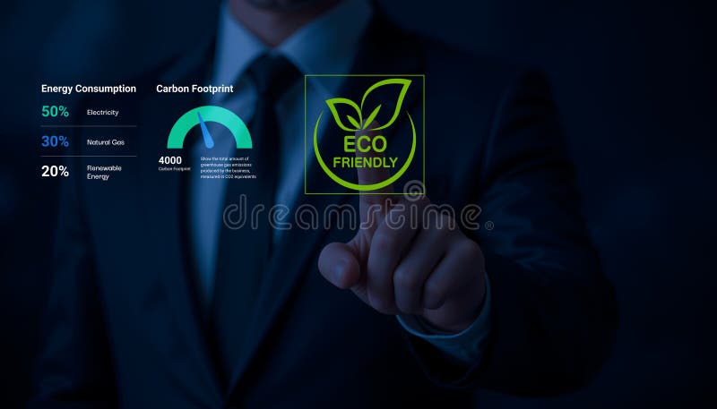 Professional Interacts with Digital Interface Showing Eco-Friendly ...
