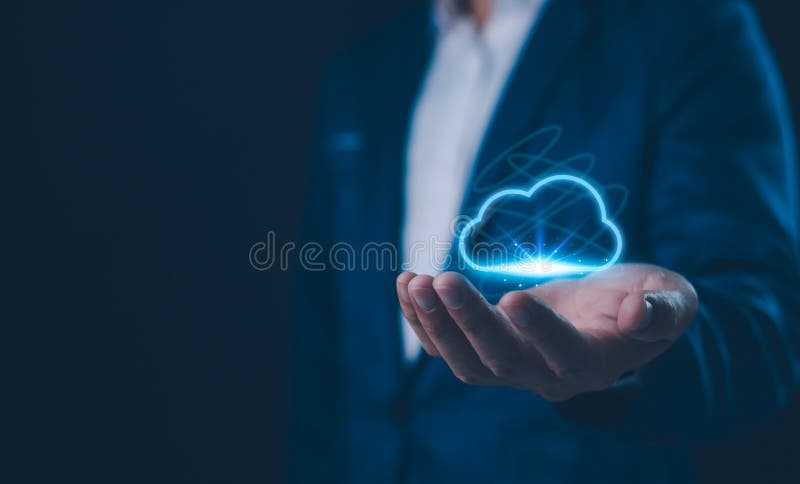 A Professional Interacts with a Futuristic Cloud Computing Interface ...