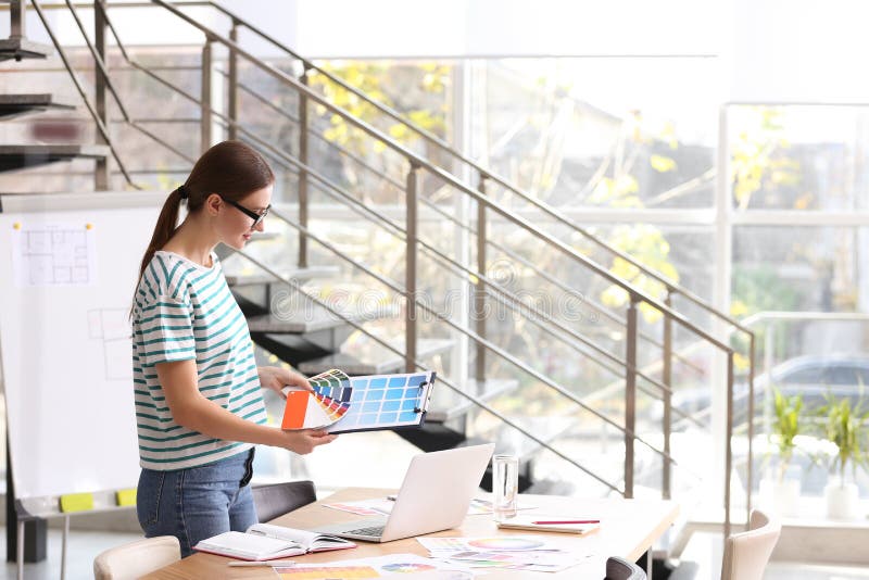 Professional Interior Designer at Workplace Stock Image - Image of ...