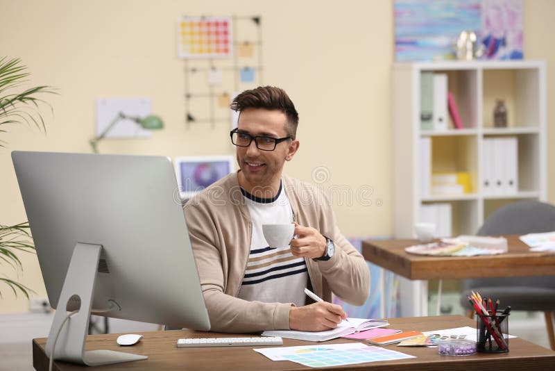 Professional Interior Designer at Workplace Stock Image - Image of ...