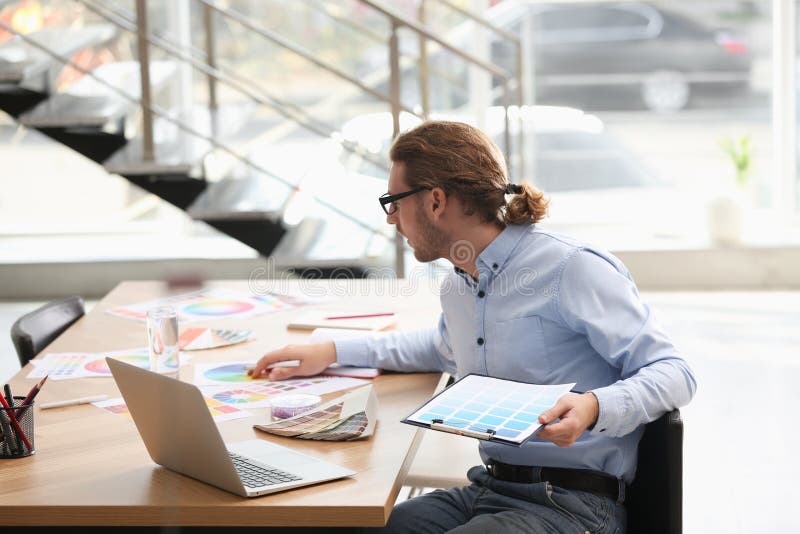 Professional Interior Designer at Workplace in Office Stock Photo ...