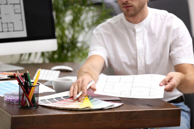 Professional Interior Designer at Workplace in Office Stock Photo ...