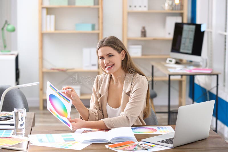 Professional Interior Designer at Workplace Stock Photo - Image of ...