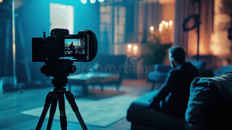 A Professional Interview is Being Conducted in a Television Studio ...