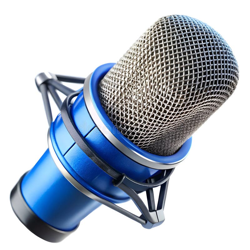 Professional Interview Microphone with Blue Windscreen Stock ...