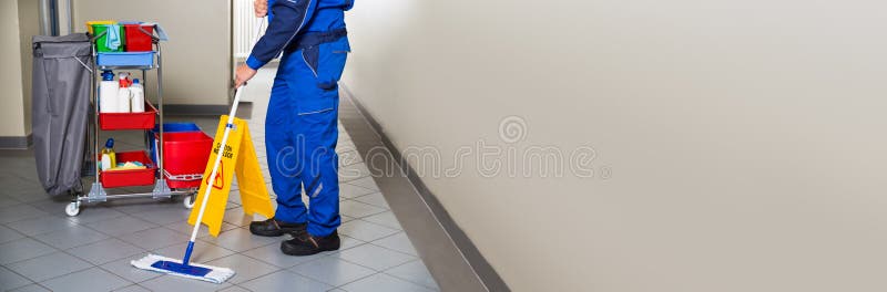 Professional Janitor Cleaning Office Stock Photo - Image of background ...