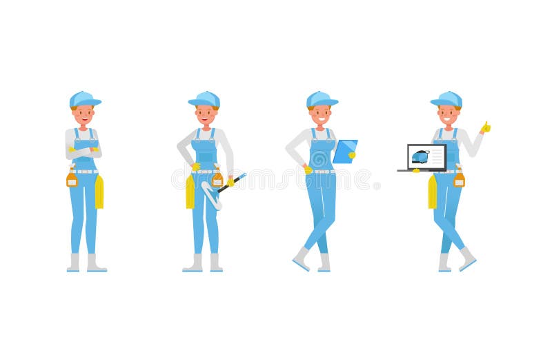 Janitor Vector Character Design. Presentation in Various Action. No5 ...