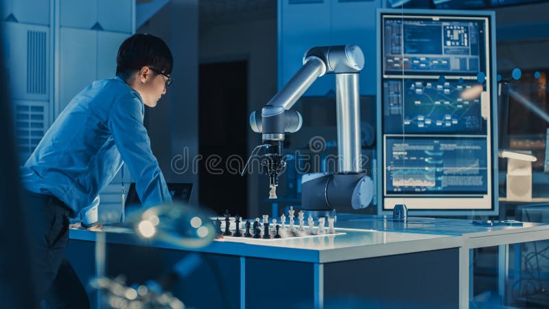 Professional Japanese Development Engineer is Testing an Artificial ...