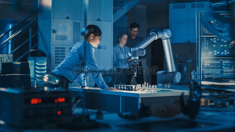 Professional Japanese Development Engineer is Testing an Artificial ...