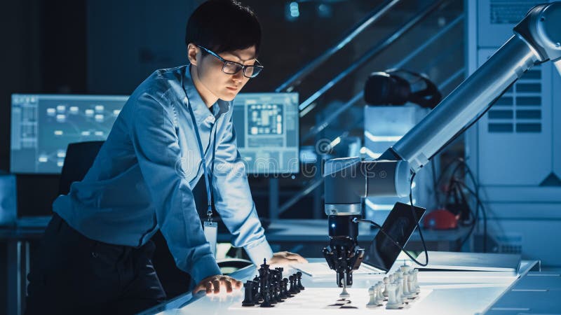 Professional Japanese Development Engineer is Testing an Artificial ...