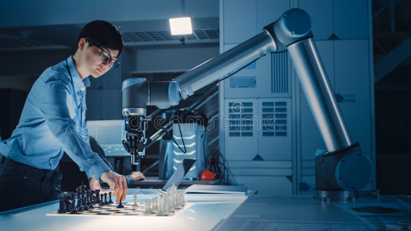 Professional Japanese Development Engineer is Testing an Artificial ...