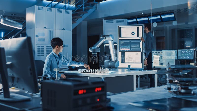 Professional Japanese Development Engineer is Testing an Artificial ...