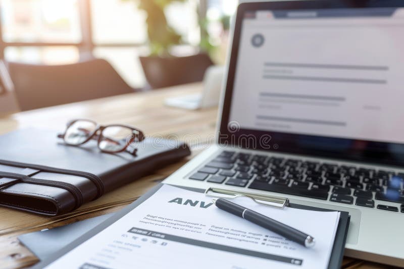 Professional Job Application Progress on Laptop Interface in Modern ...