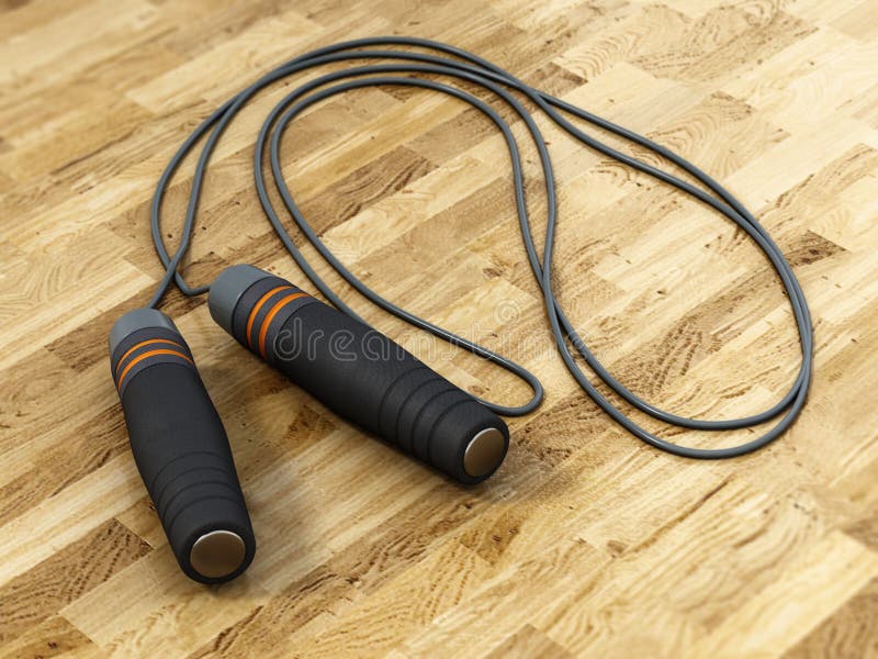Professional Jump Rope Standing on Parquet Ground. 3D Illustration ...