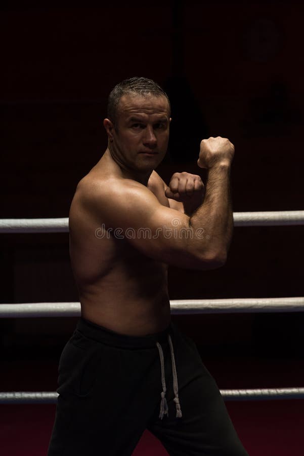 Professional Kickboxer in the Training Ring Stock Photo - Image of ...