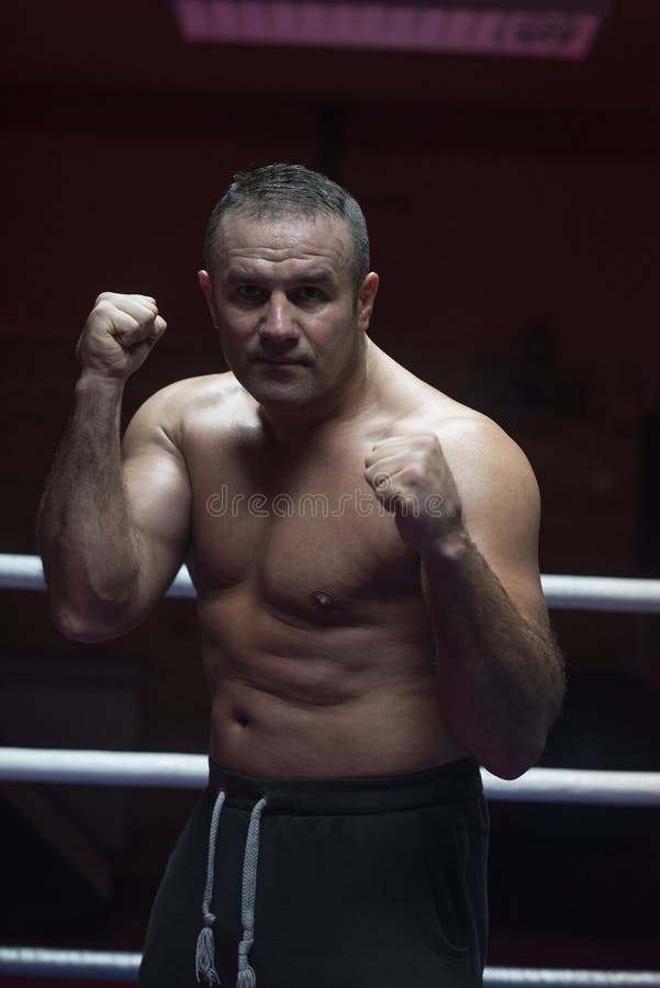 Professional Kickboxer in the Training Ring Stock Photo - Image of ...