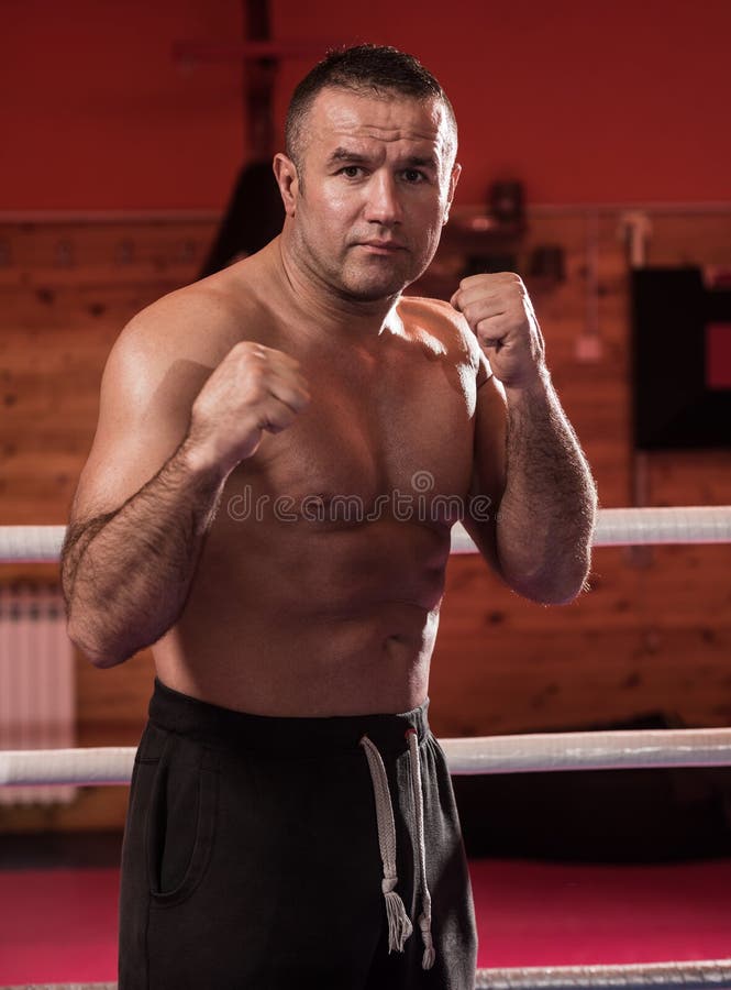 Professional Kickboxer in the Training Ring Stock Photo - Image of ...