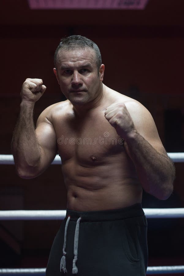 Professional Kickboxer in the Training Ring Stock Photo - Image of ...