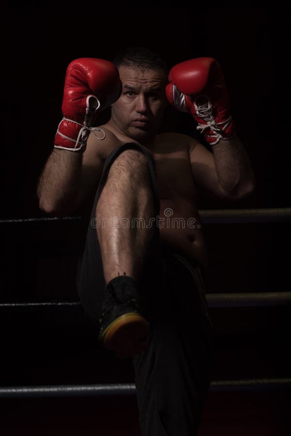 Professional Kickboxer in the Training Ring Stock Image - Image of ...
