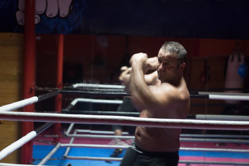 Professional Kickboxer in the Training Ring Stock Image - Image of ...