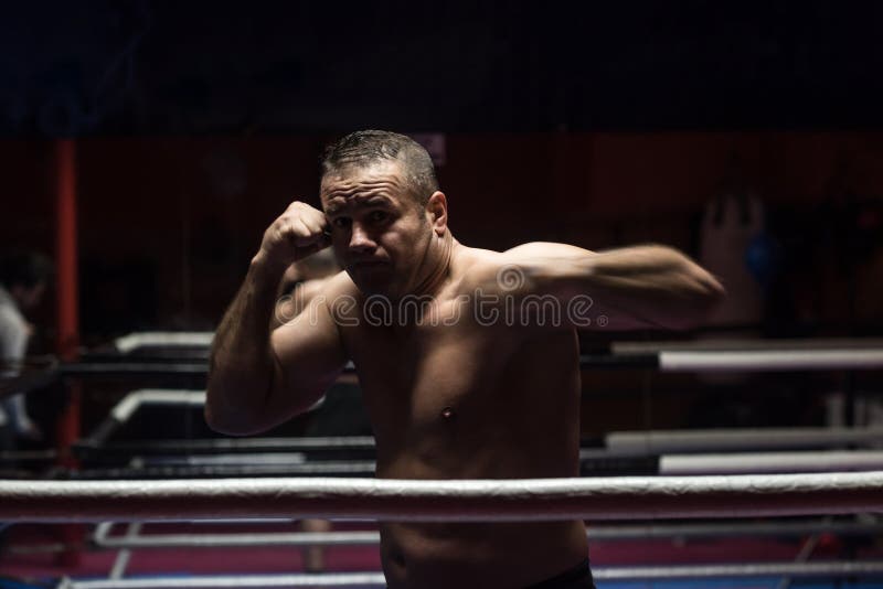 Professional Kickboxer in the Training Ring Stock Image - Image of ...