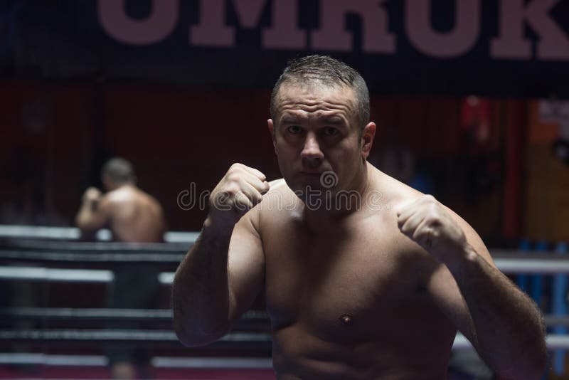 Professional Kickboxer in the Training Ring Stock Photo - Image of ...