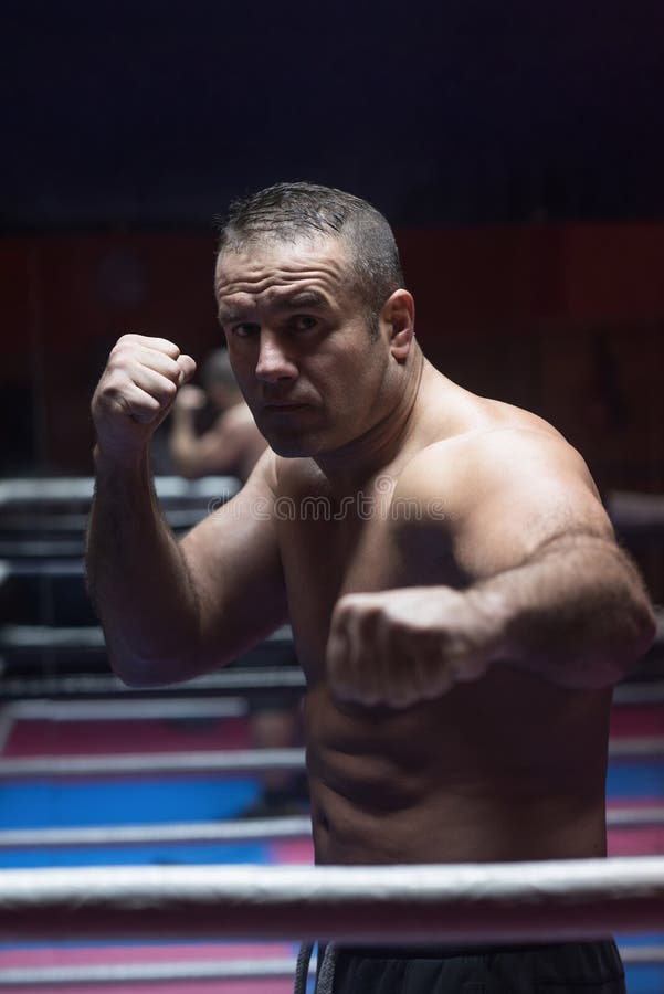 Professional Kickboxer in the Training Ring Stock Photo - Image of ...