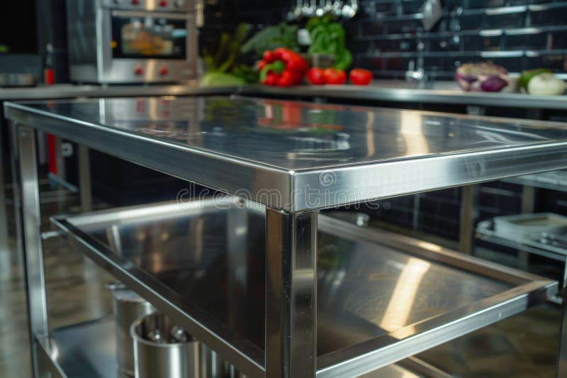 Professional Kitchen Design Showcasing a Metal Table and Catering ...