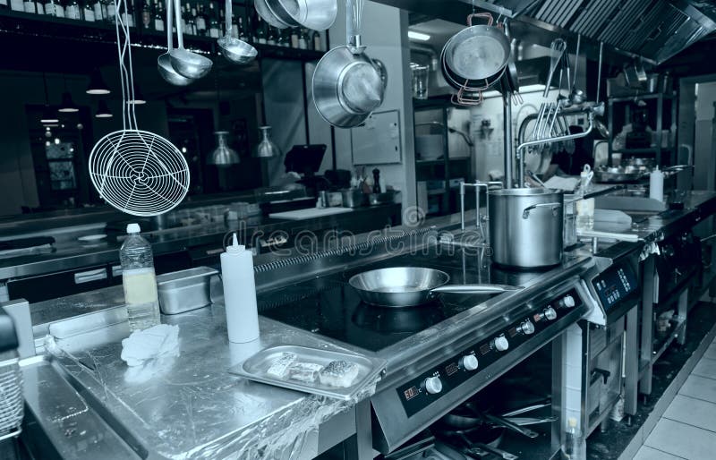 Professional Kitchen Interior, Toned Stock Image - Image of hard, mess ...