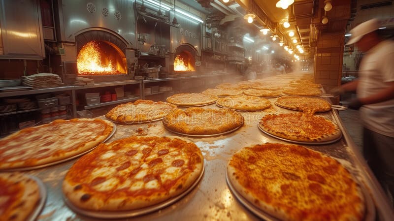 Professional Kitchen Pizzeria Chefs are Preparing Stock Illustration ...