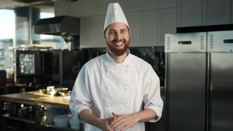 Professional Kitchen Portrait: Chef Laughing and Clapping His Hands ...