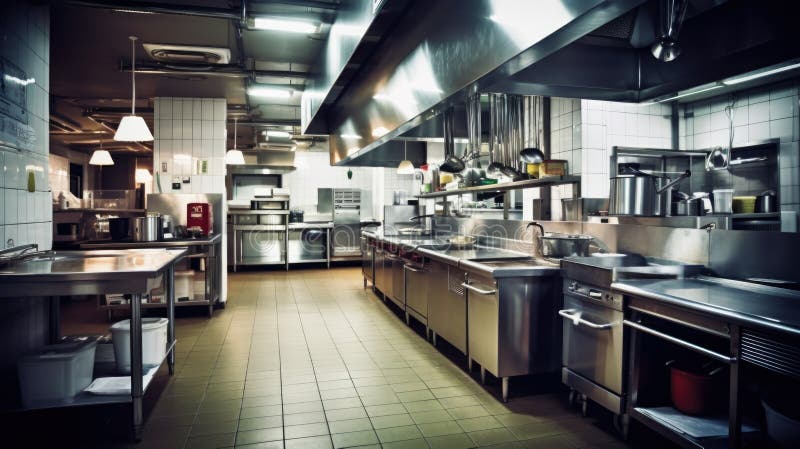 Professional Kitchen in Restaurant. Modern Equipment and Devices Stock ...