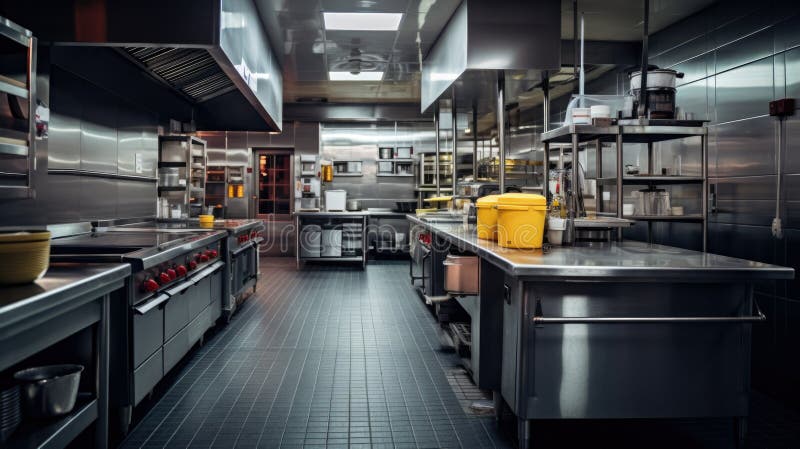Professional Kitchen in Restaurant. Modern Equipment and Devices Stock ...
