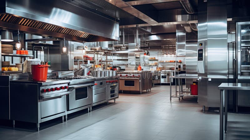 Professional Kitchen in Restaurant. Modern Equipment and Devices Stock ...