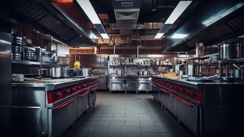 Professional Kitchen in Restaurant. Modern Equipment and Devices Stock ...