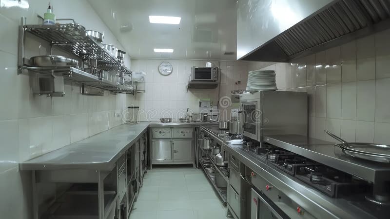 Professional Kitchen Setup with Focused Culinary Space Stock ...
