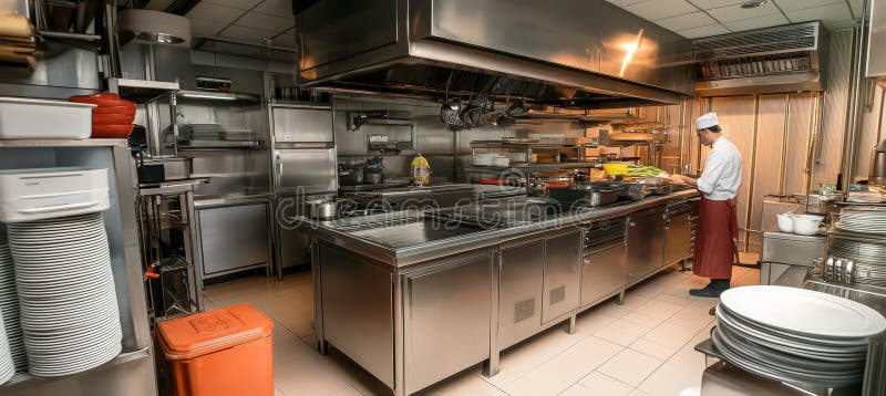Professional Kitchen Stainless Steel, Cleanliness, and Efficiency of a ...