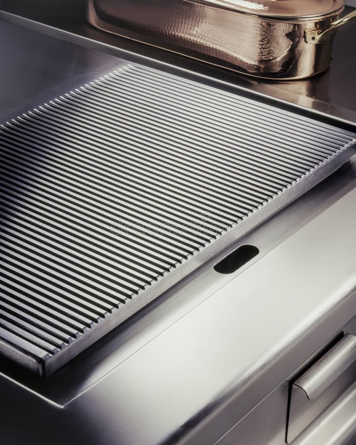 Professional Kitchen Stainless Steel Grill Plate Stock Photo - Image of ...