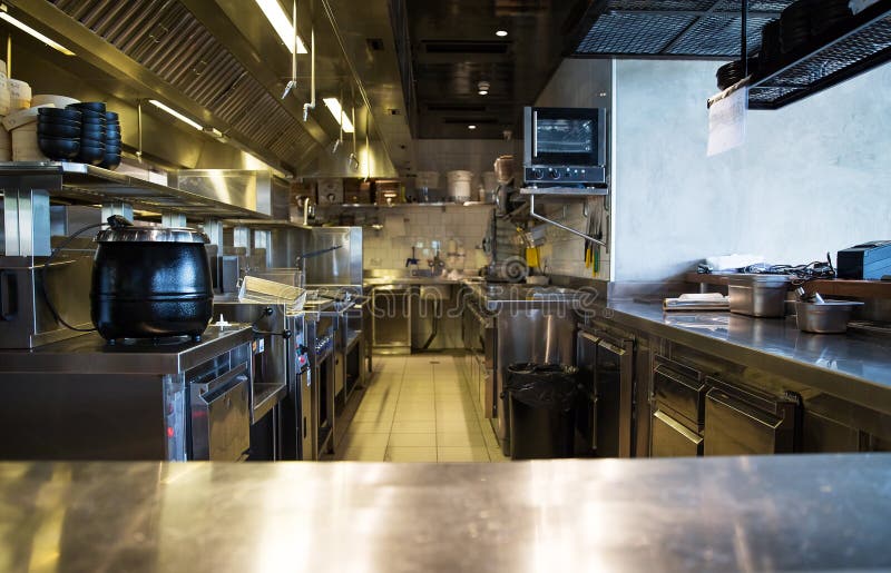 Professional Kitchen, View Counter Stock Photo - Image of home, glass ...